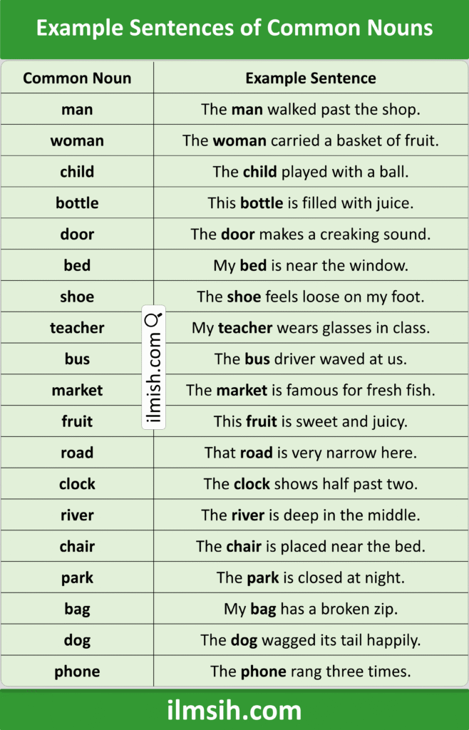 Example Sentences of Common Nouns in English with Pictures - ilmish