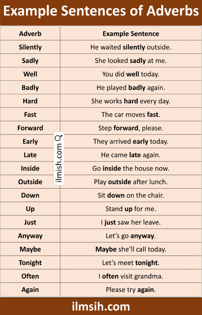Example Sentences of Adverbs in English with Pictures - ilmish