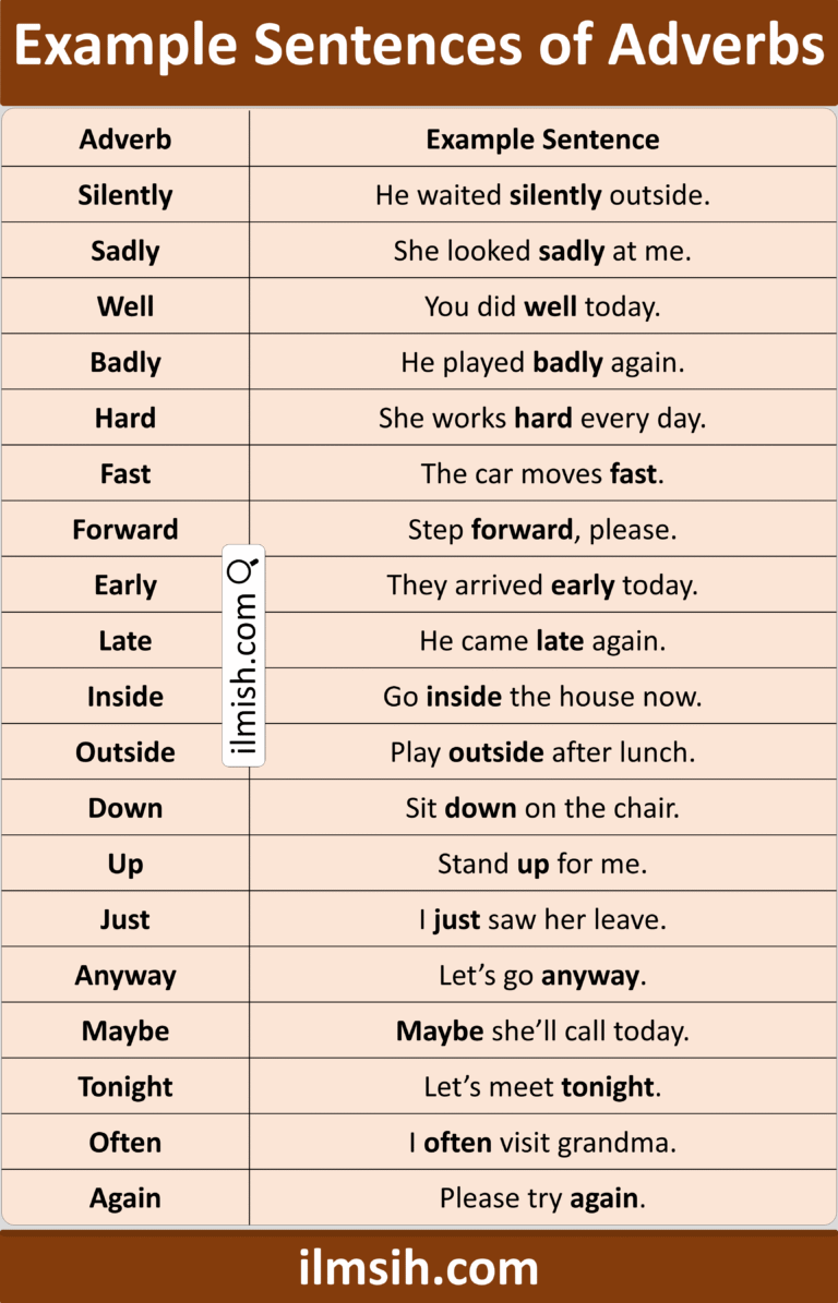 Example Sentences of Adverbs in English with Pictures - ilmish