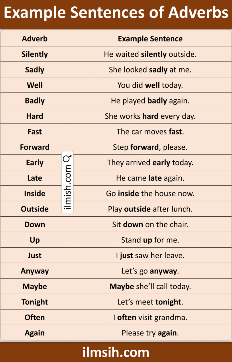 Example Sentences of Adverbs in English with Pictures - ilmish