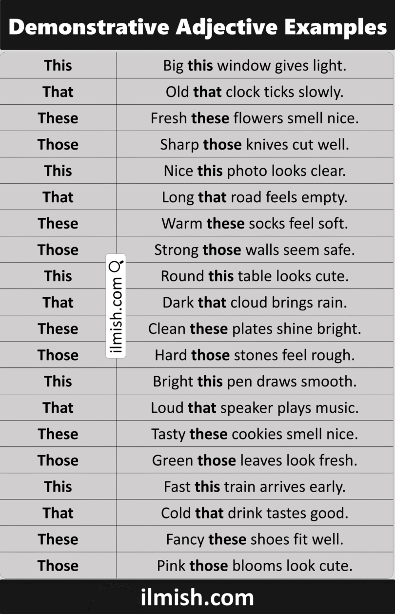 100 Example Sentences of Demonstrative Adjectives in English - ilmish