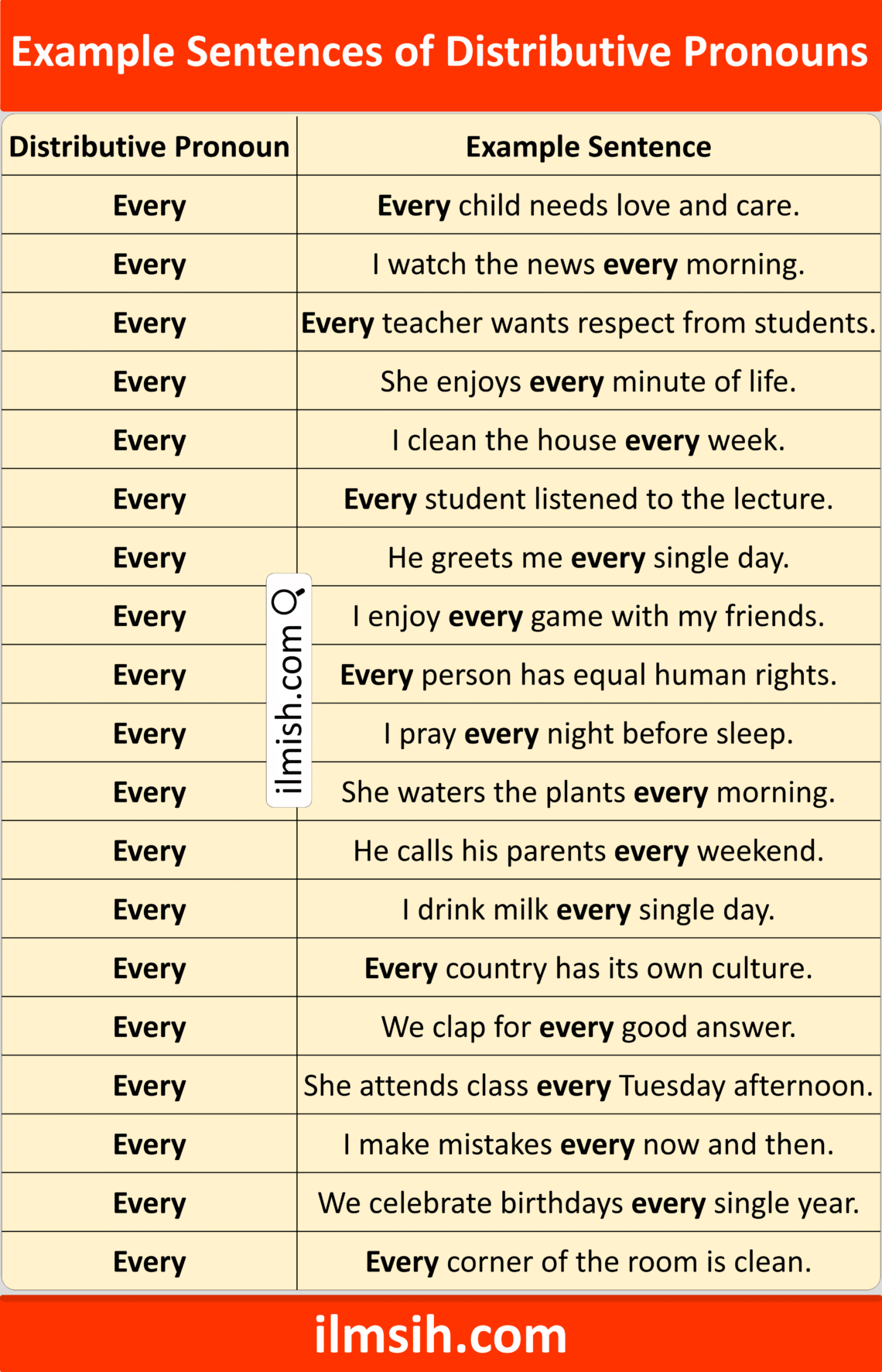 100 Example Sentences of Distributive Pronouns in English - ilmish
