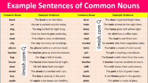 Example Sentences of Common Nouns in English with Pictures - ilmish