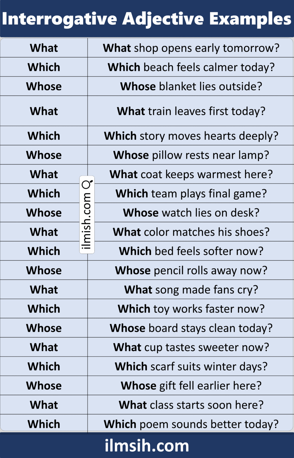 100 Example Sentences of Interrogative Adjectives in English - ilmish
