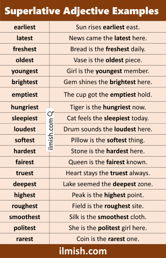 100 Example Sentences of Superlative Adjectives in English - ilmish