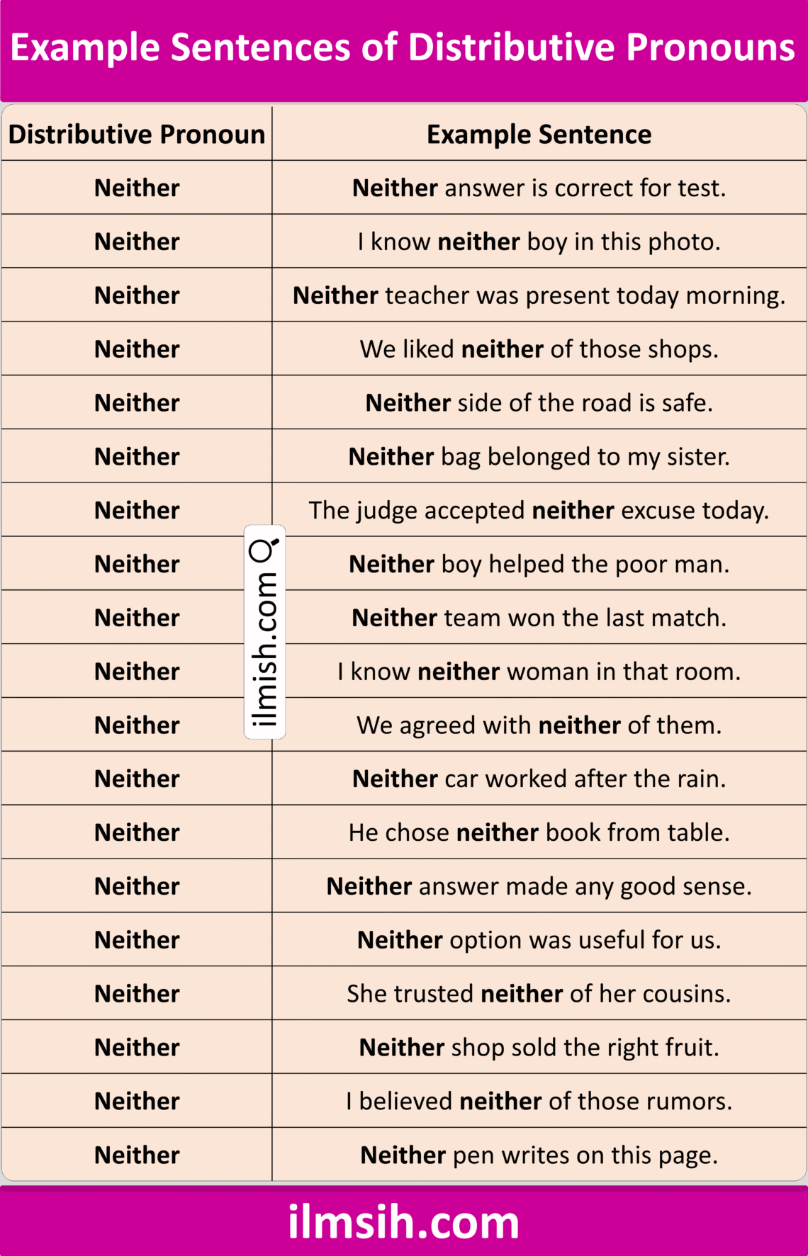 100 Example Sentences of Distributive Pronouns in English - ilmish