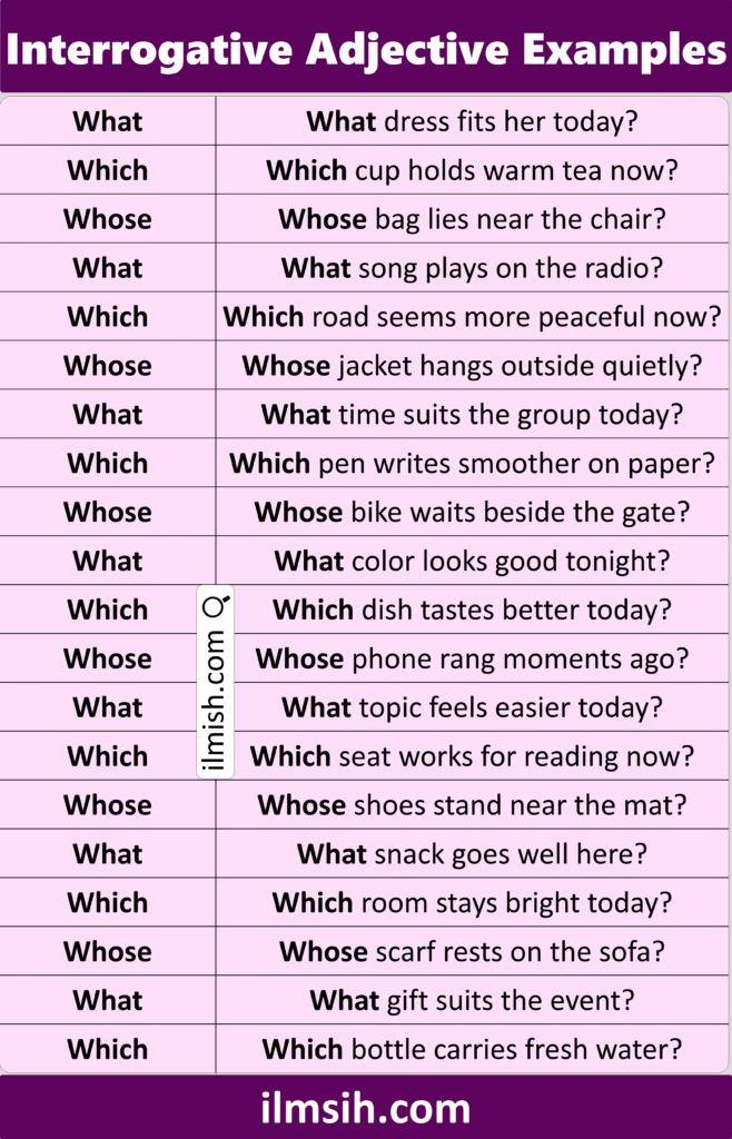 100 Example Sentences of Interrogative Adjectives in English - ilmish