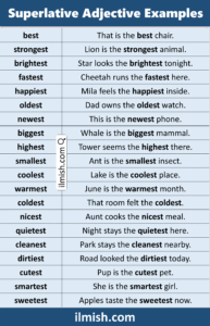 100 Example Sentences of Superlative Adjectives in English - ilmish