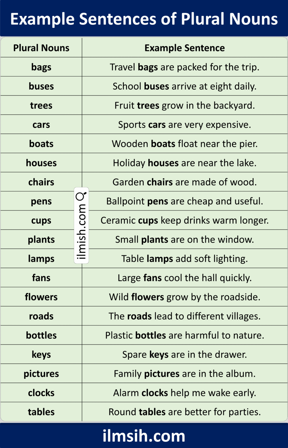 Example Sentences of Plural Nouns in English with Pictures - ilmish