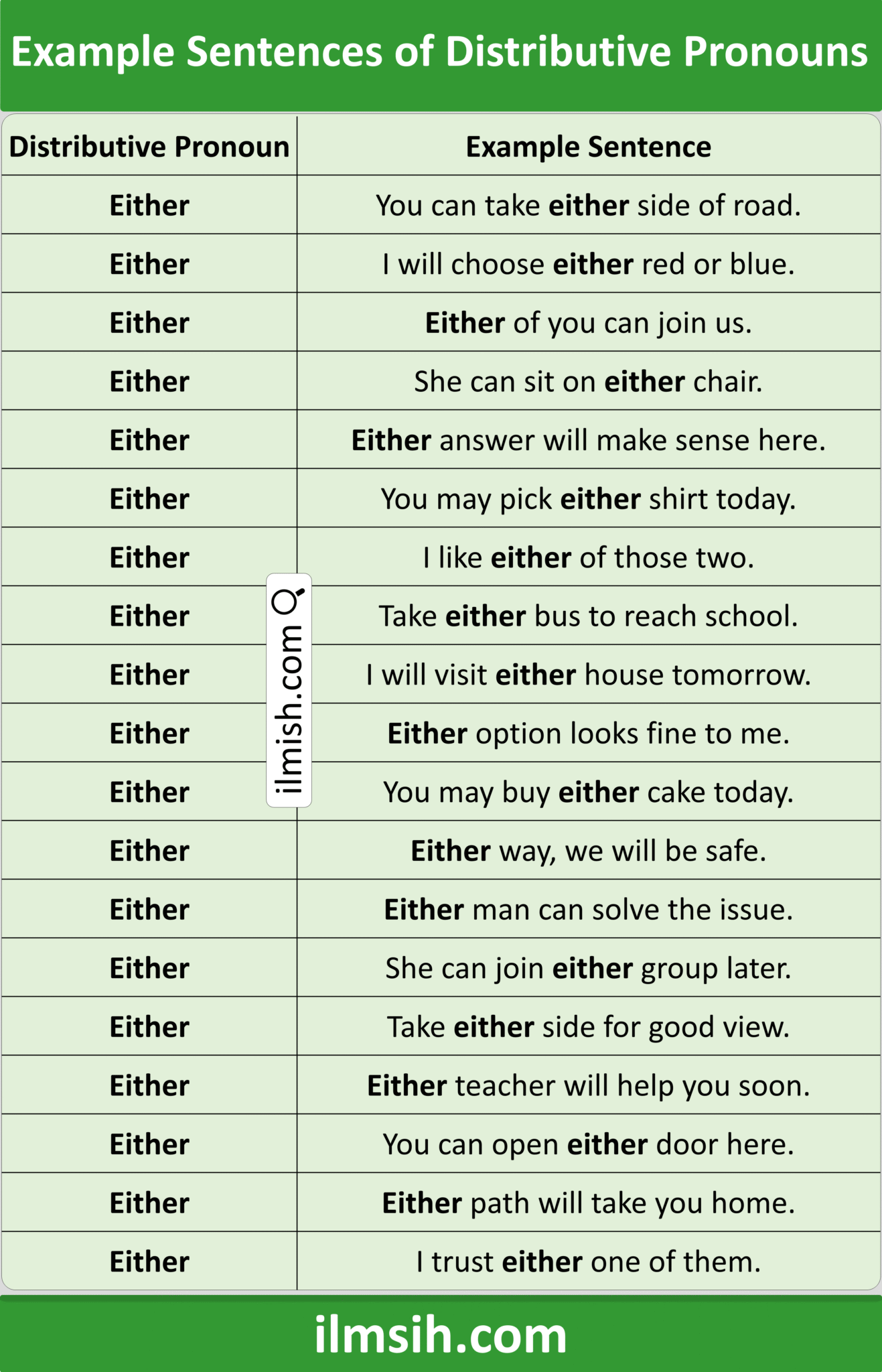 100 Example Sentences of Distributive Pronouns in English - ilmish