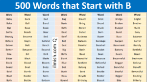 500 Words that start with B in English with Pictures - ilmish