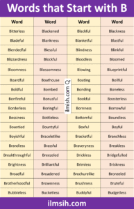 500 Words that start with B in English with Pictures - ilmish