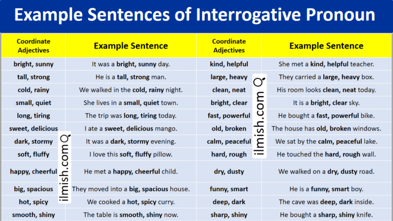 100 Example Sentences of Coordinate Adjectives in English - ilmish