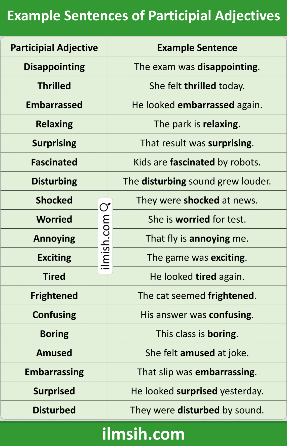 Example Sentences of Participial Adjectives in English and Pictures ...