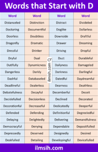 500 Words that start with D in English with Pictures - ilmish