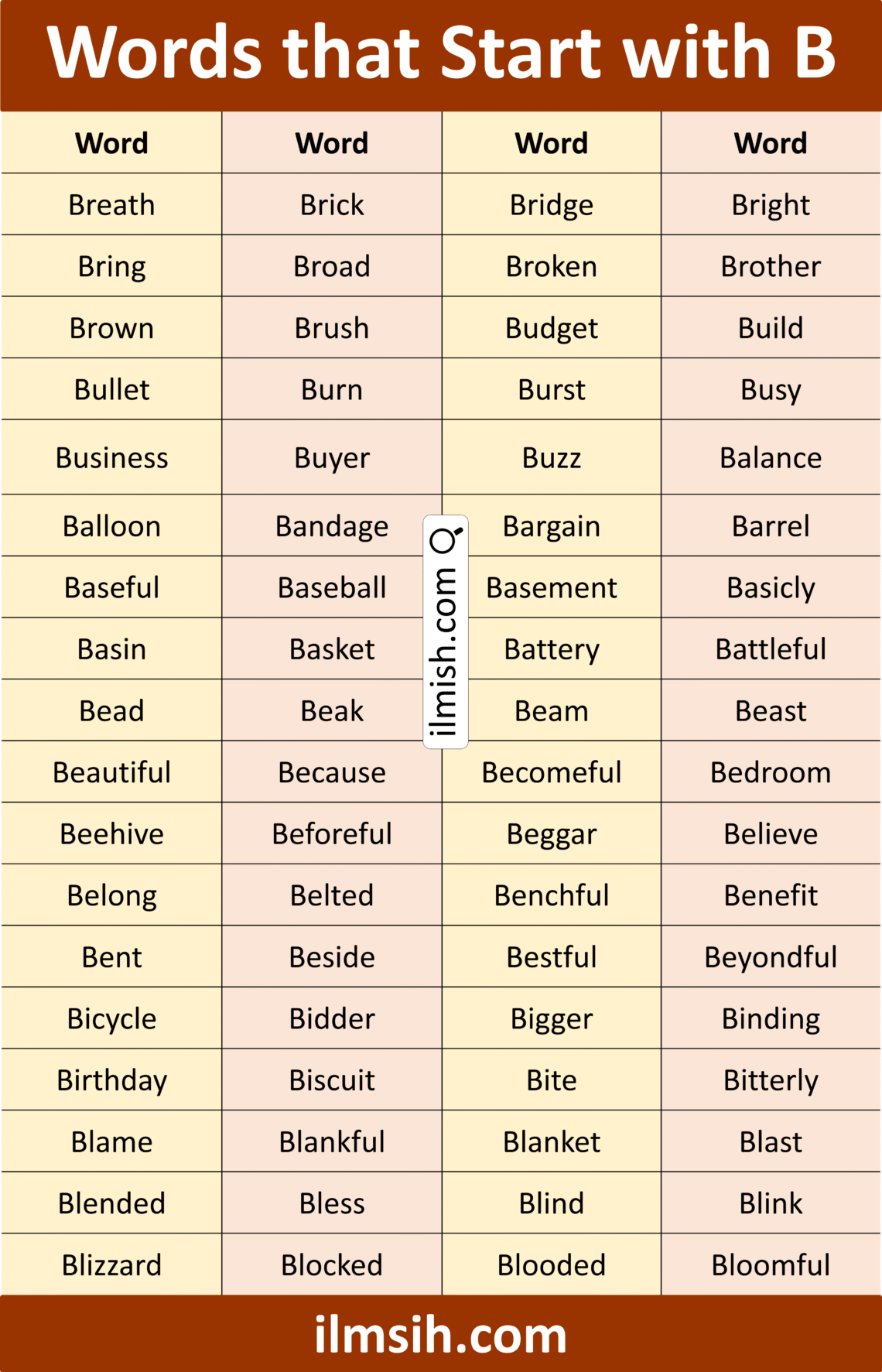 500 Words that start with B in English with Pictures - ilmish