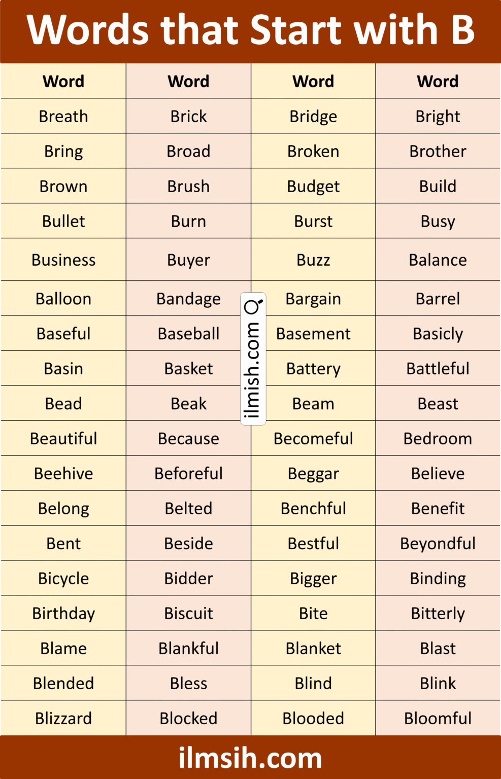 500 Words that start with B in English with Pictures - ilmish