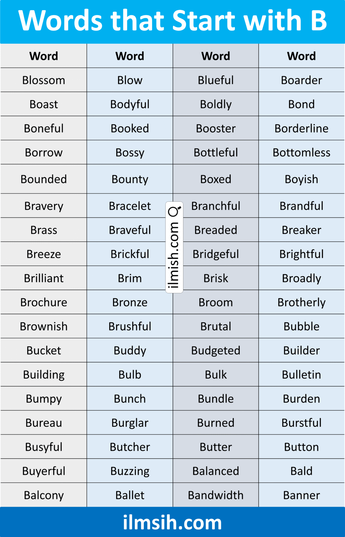 500 Words that start with B in English with Pictures - ilmish