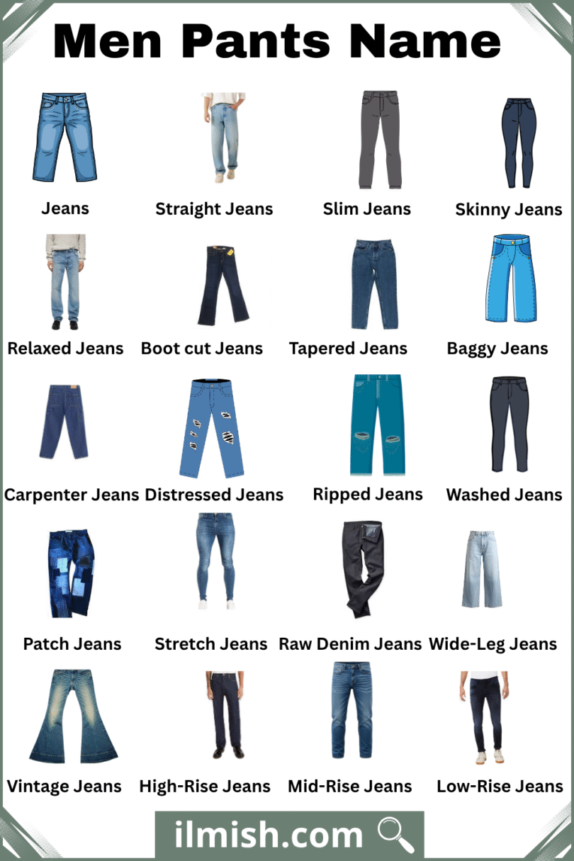 List of Men's Pants with Names in English with Pictures - ilmish