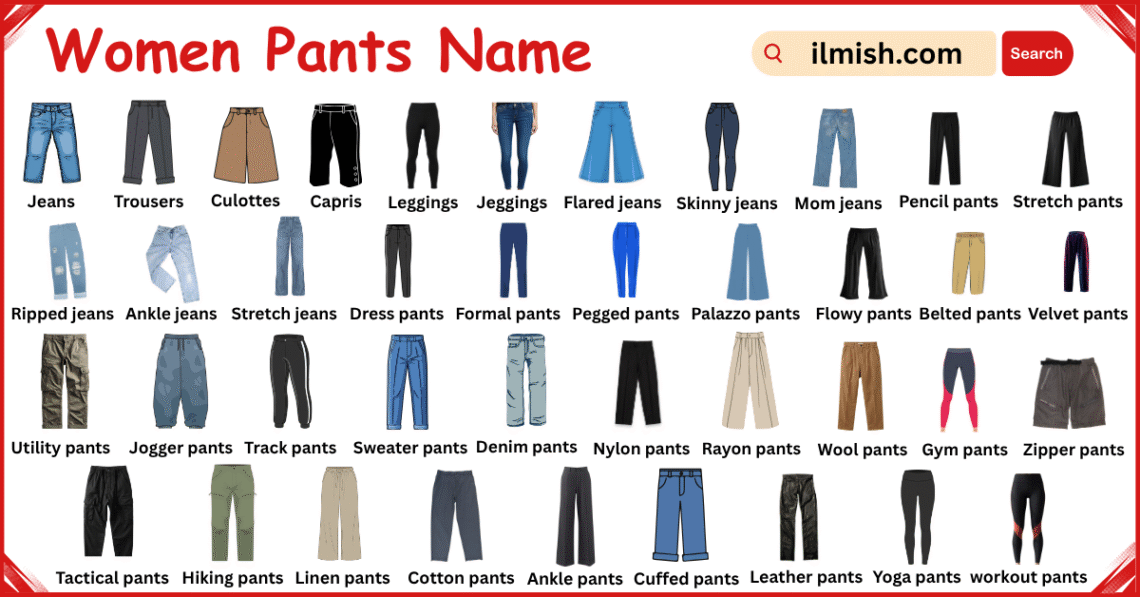 List of Women Pants with Names in English with Pictures - ilmish
