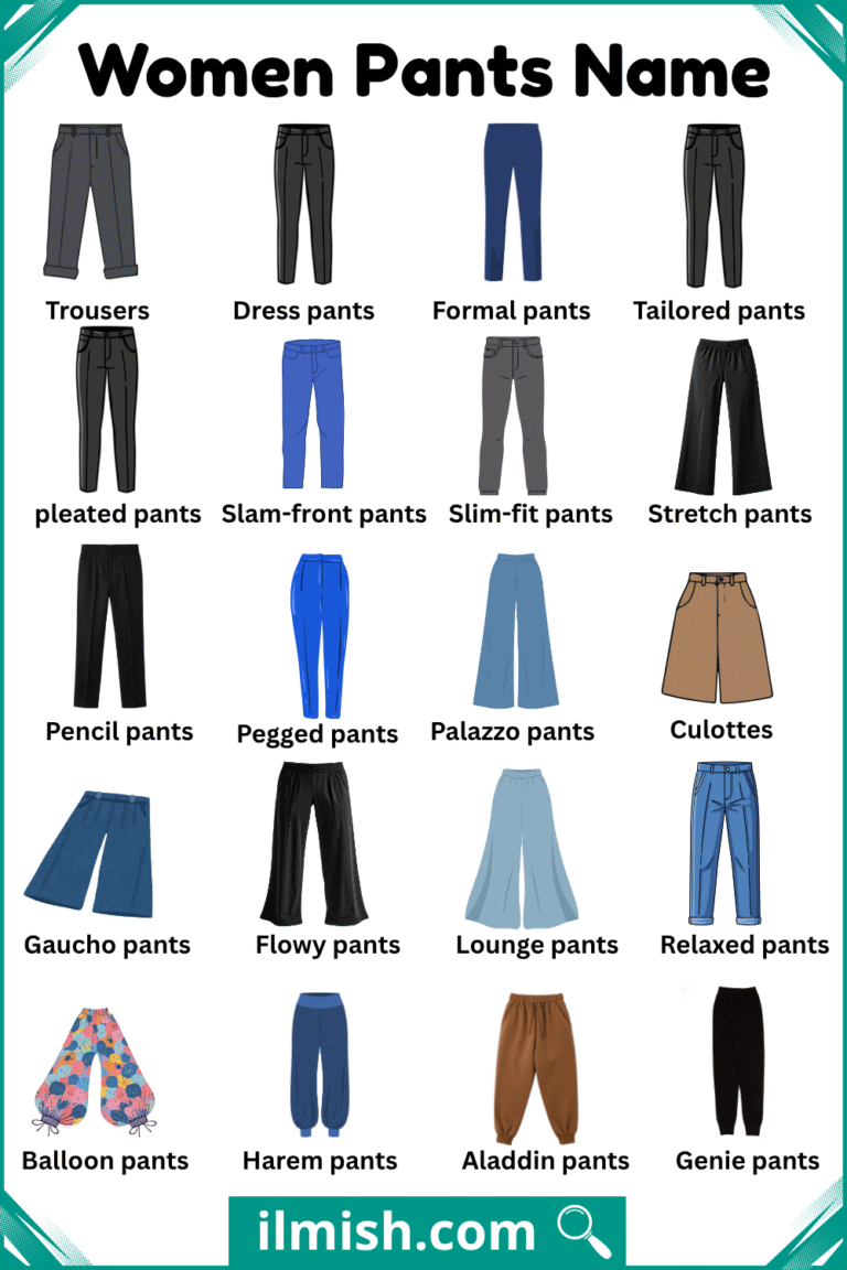 List of Women Pants with Names in English with Pictures - ilmish