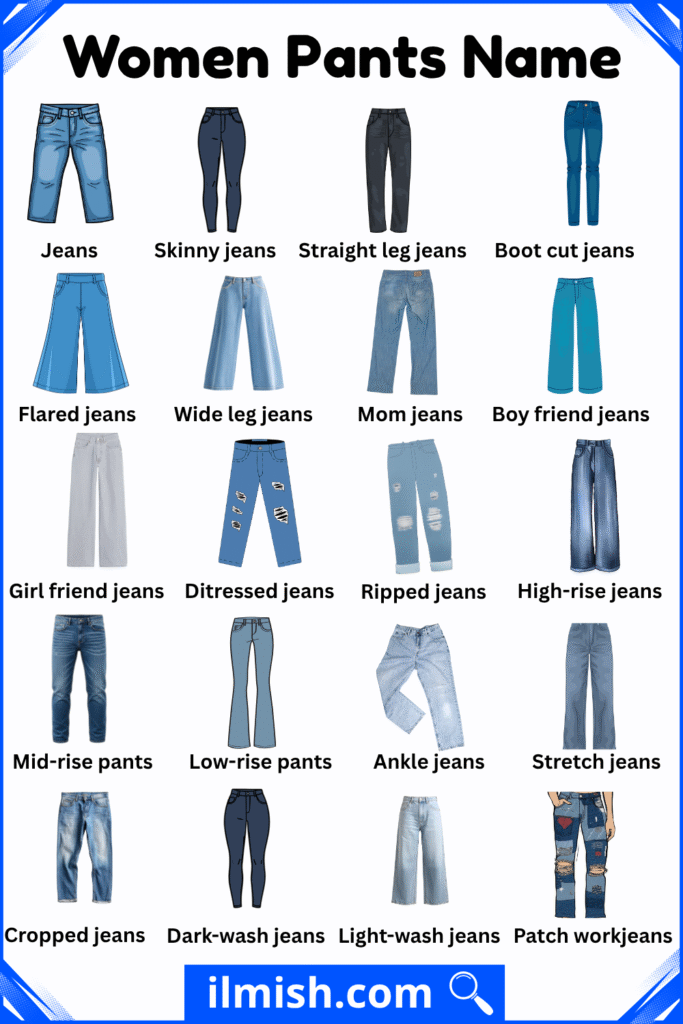 List of Women Pants with Names in English with Pictures - ilmish
