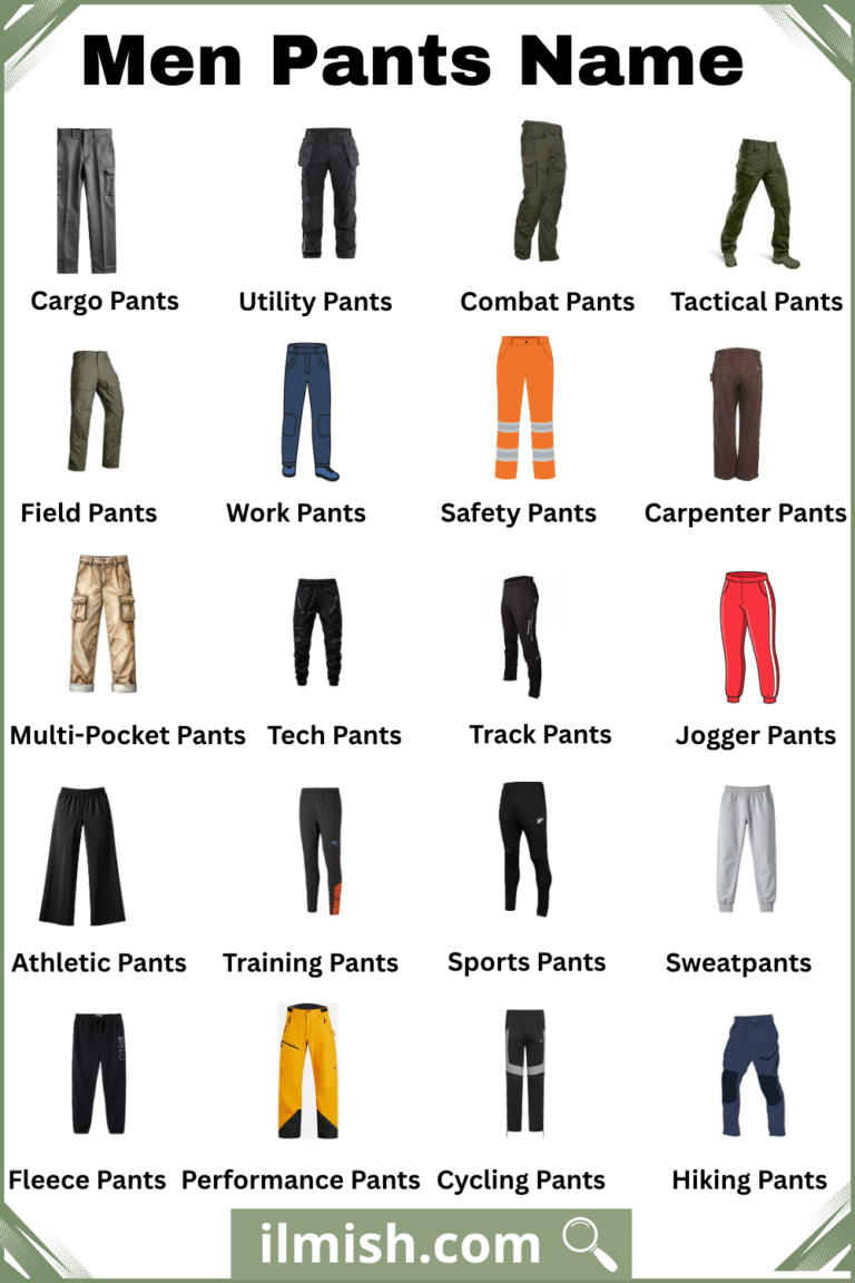 List of Men's Pants with Names in English with Pictures - ilmish