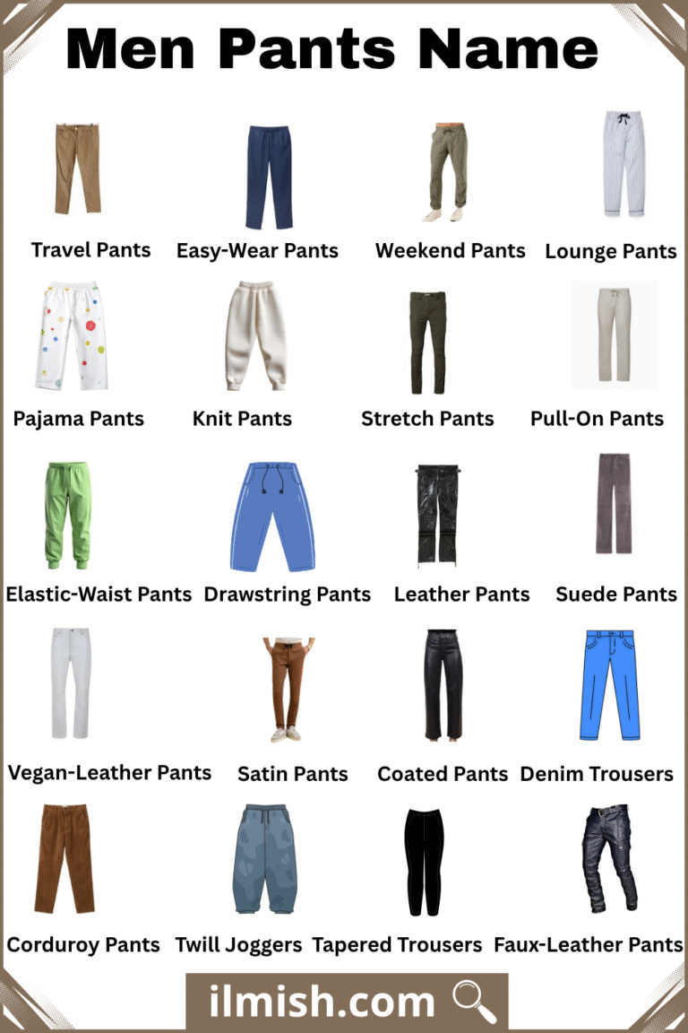 List of Men's Pants with Names in English with Pictures - ilmish