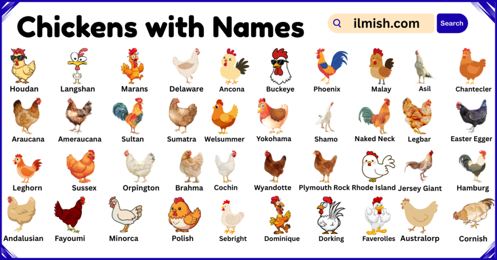List of Chickens with Names and Types in English with Pictures - ilmish