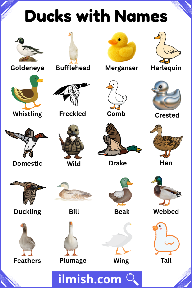 List of Ducks with Names and Types in English with Pictures - ilmish