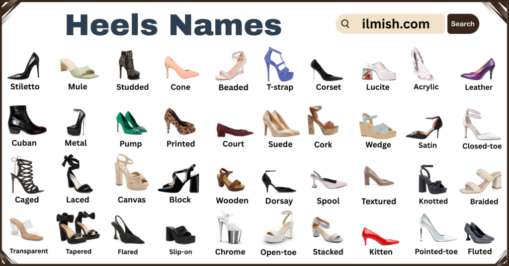 List of Heels with Names and Types in English with Pictures - ilmish