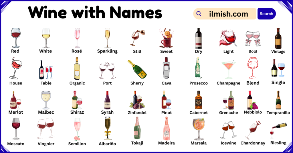 List of Wine with Names and Types in English with Pictures - ilmish