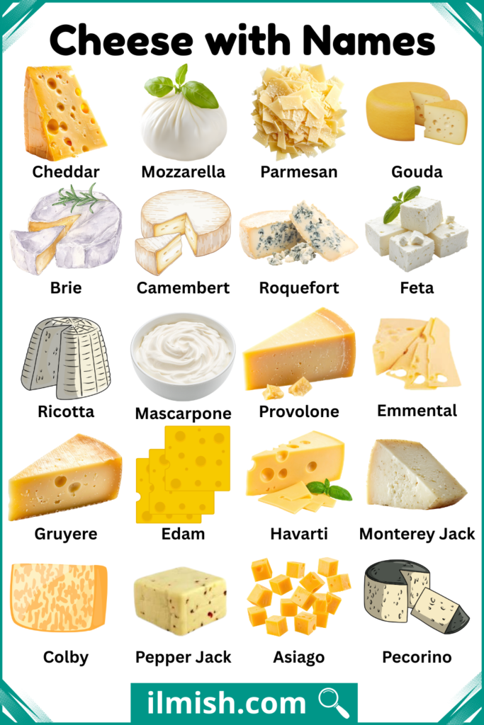 List of Cheese with Names and Types in English with Pictures - ilmish