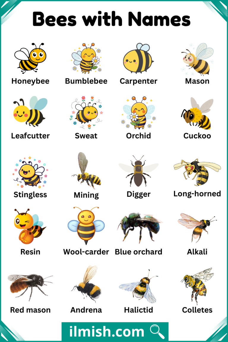 List of Bees with Names and Types in English with Pictures - ilmish