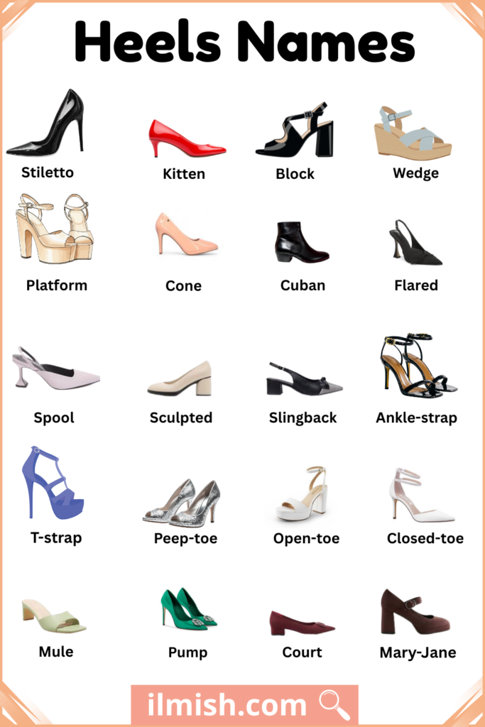 List of Heels with Names and Types in English with Pictures - ilmish