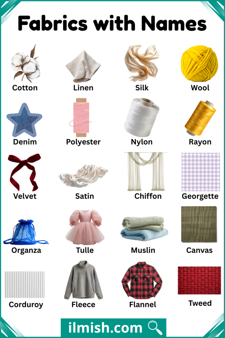 List of Fabrics with Names and Types in English with Pictures - ilmish