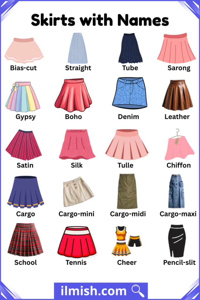 List of Skirts with Names and Types in English with Pictures - ilmish