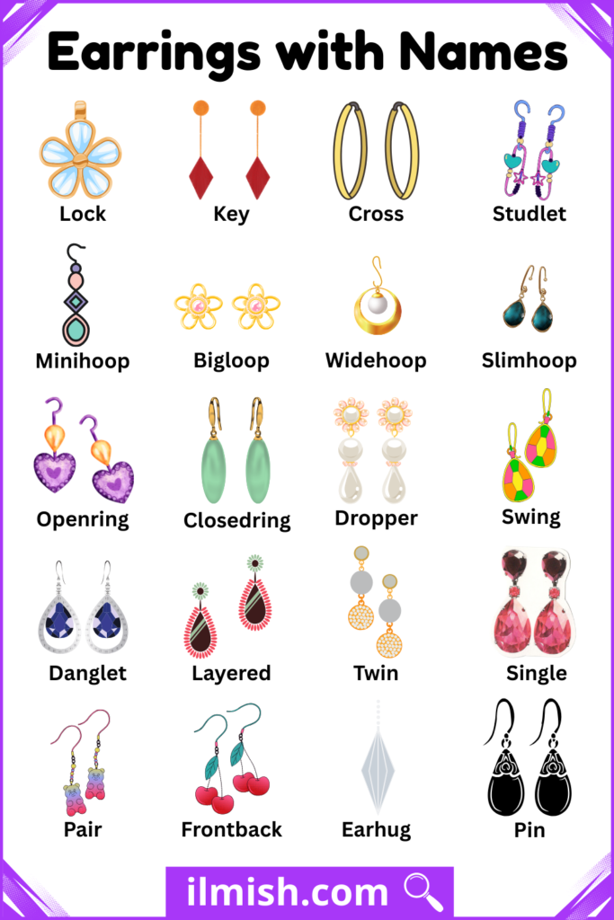 List of Earrings with Names and Types in English with Pictures - ilmish