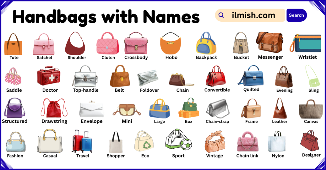 List of Handbags with Names and Types in English with Pictures - ilmish