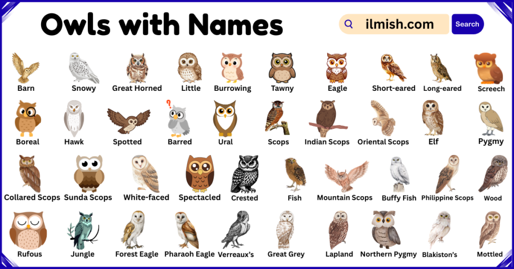 List of Owls with Names and Types in English with Pictures - ilmish