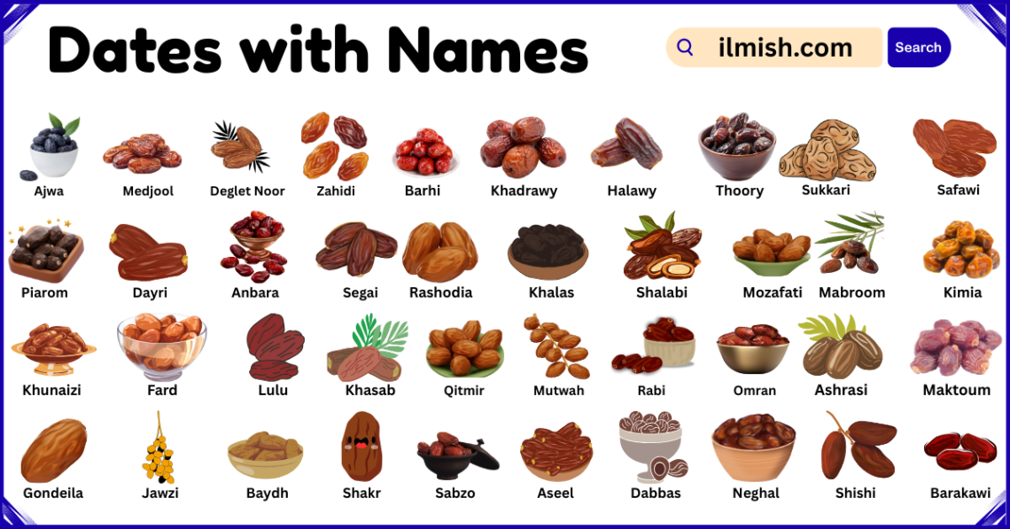List of dates with Names and Types in English with Pictures - ilmish