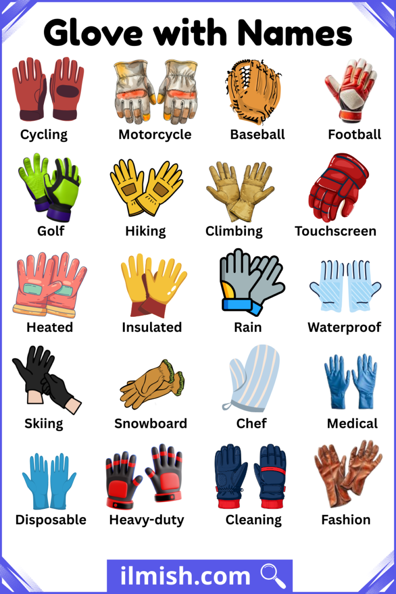 List of gloves with Names and Types in English with Pictures - ilmish