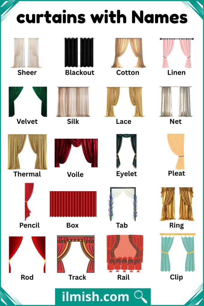 List of curtains with Names and Types in English with Pictures - ilmish