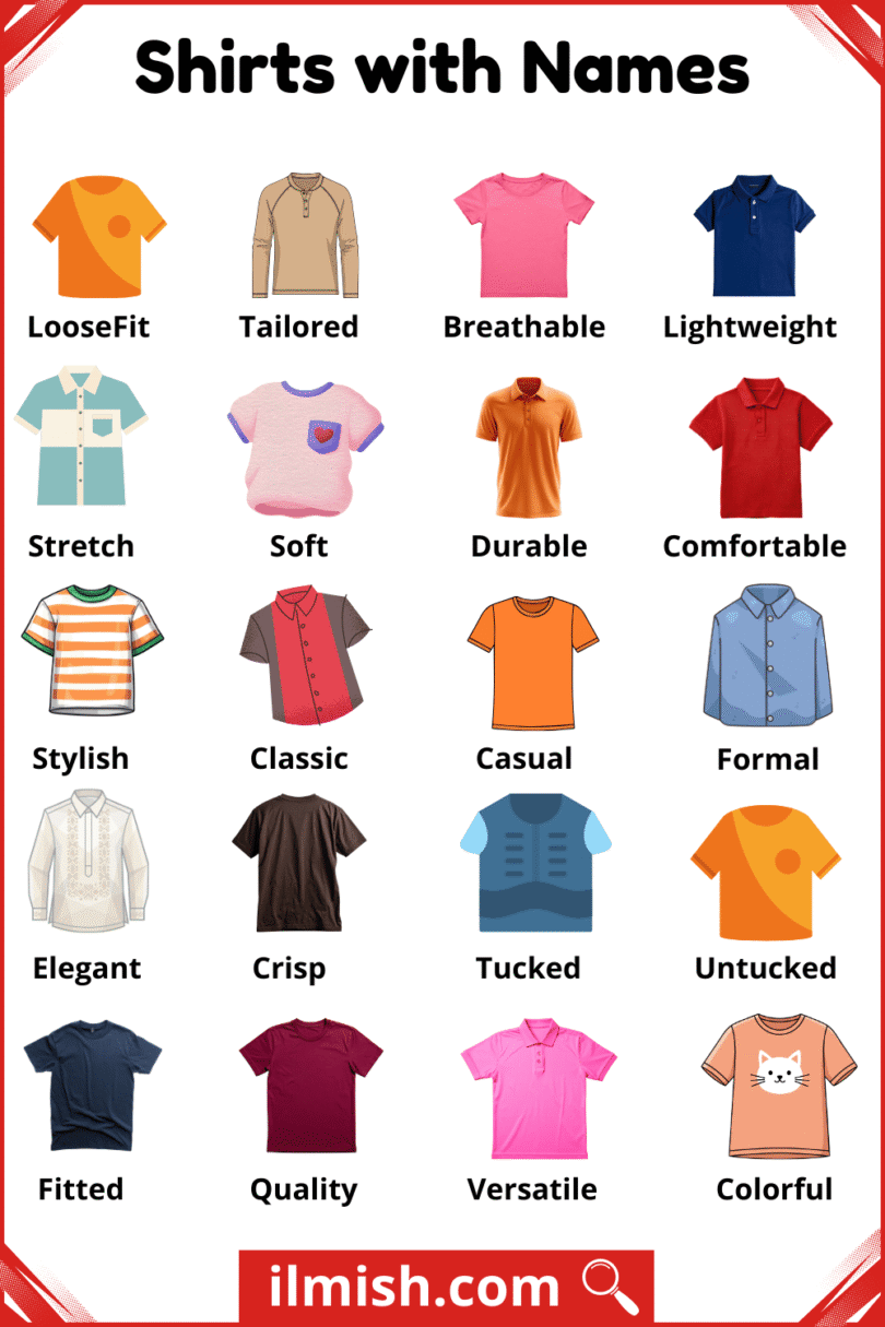 List of Shirts with Names and Types in English with Pictures - ilmish