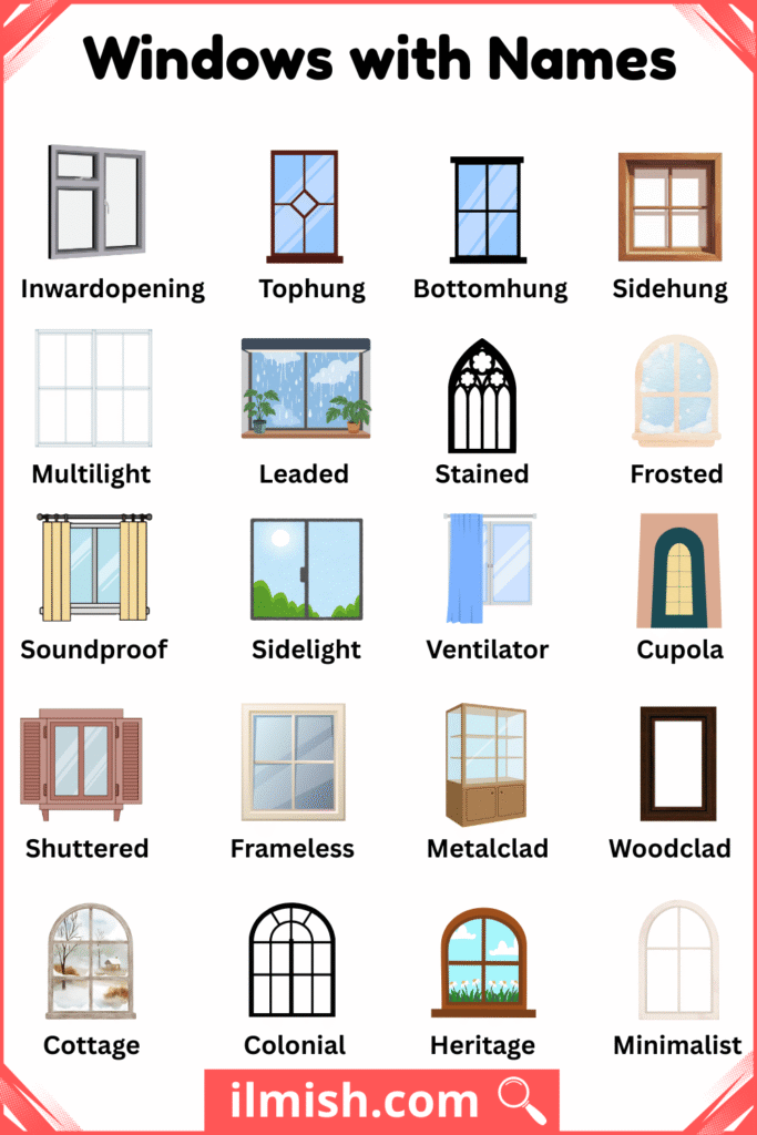 List of Windows with Names and Types in English with Pictures - ilmish