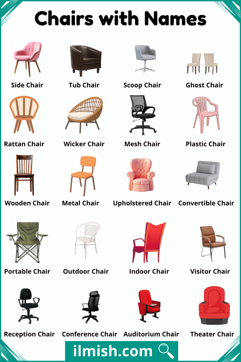 List of Chairs with Names and Types in English with Pictures - ilmish