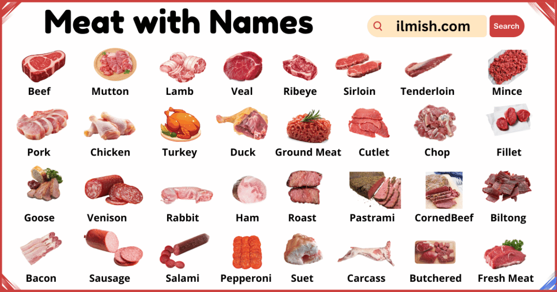 List of Meat with Names and Types in English with Pictures - ilmish