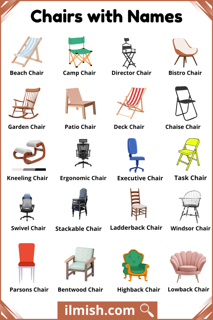 List of Chairs with Names and Types in English with Pictures - ilmish